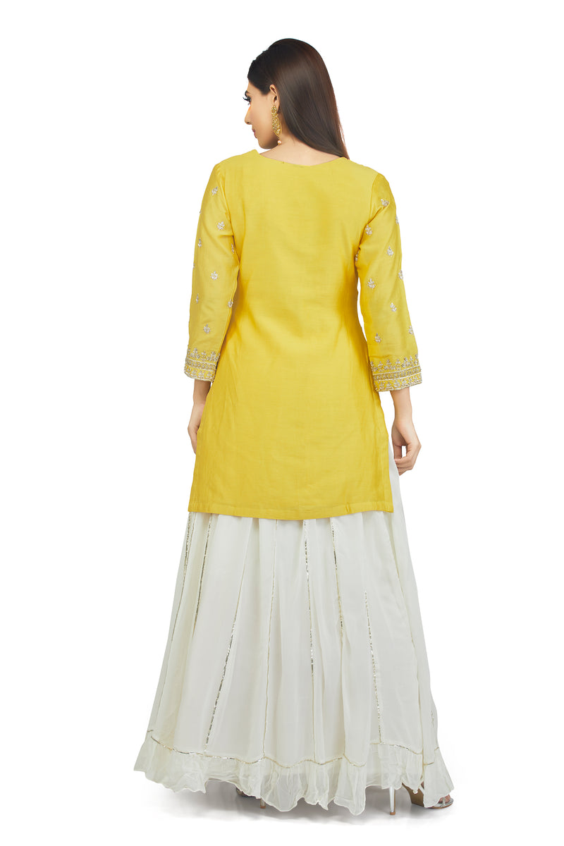 Yellow Lacha Suit Set with Ruffle Dupatta – Shehnai Bridal Boutique